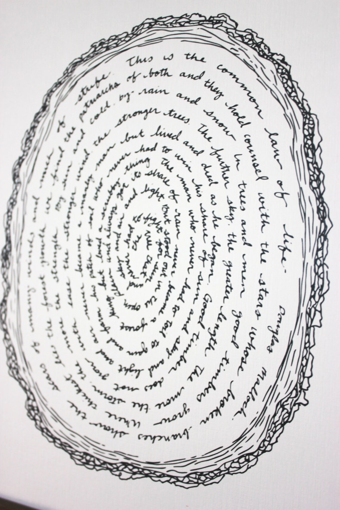 Good Timber Poem Written in Calligraphy in Wood Slice Line Drawing ...