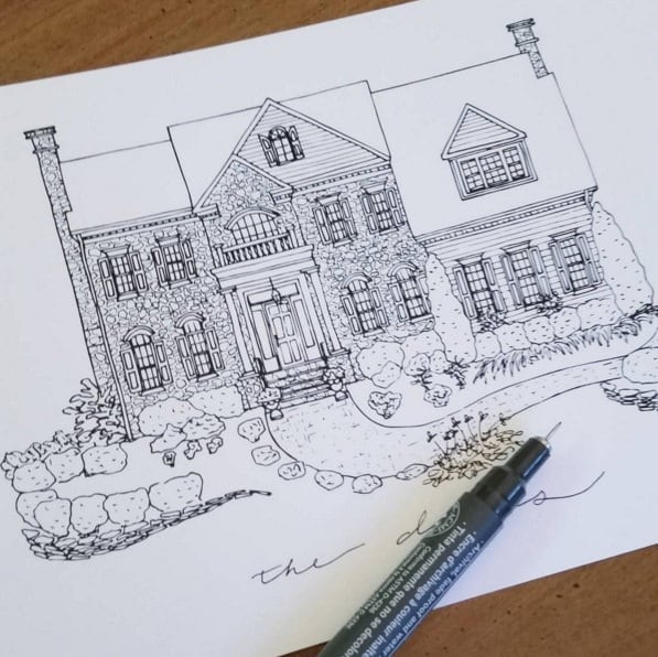 Custom House Drawing | Etsy