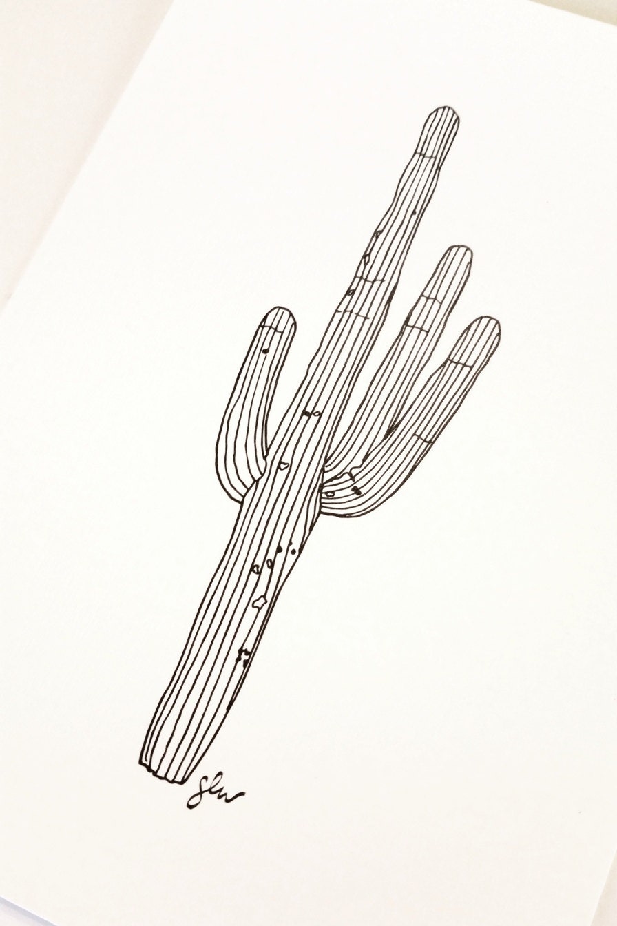 Saguaro Cactus, Reproduction From Original Ink Drawing - Etsy