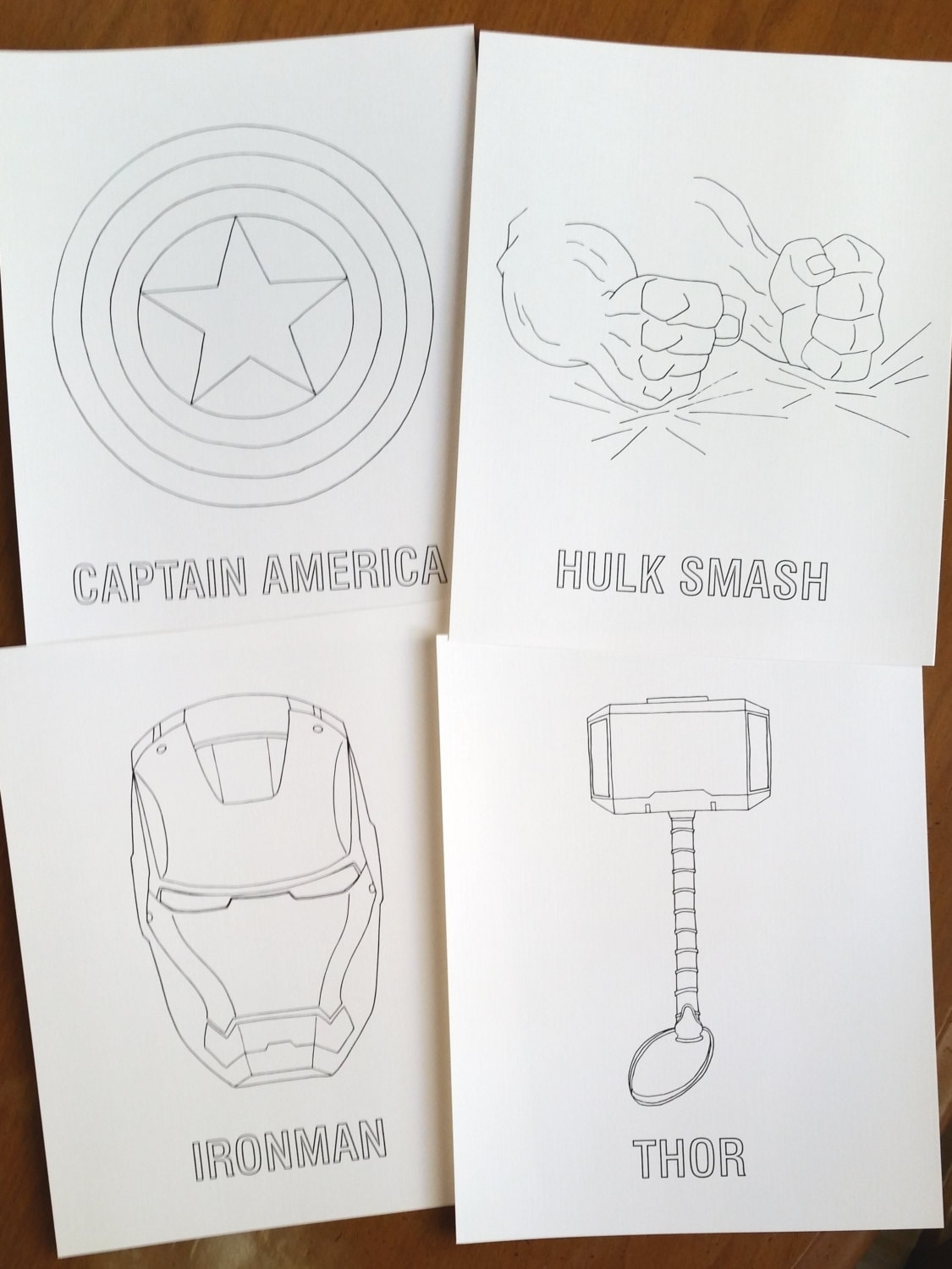 Hulk Set of 2 Color or BW Line Drawing Reproduction From - Etsy