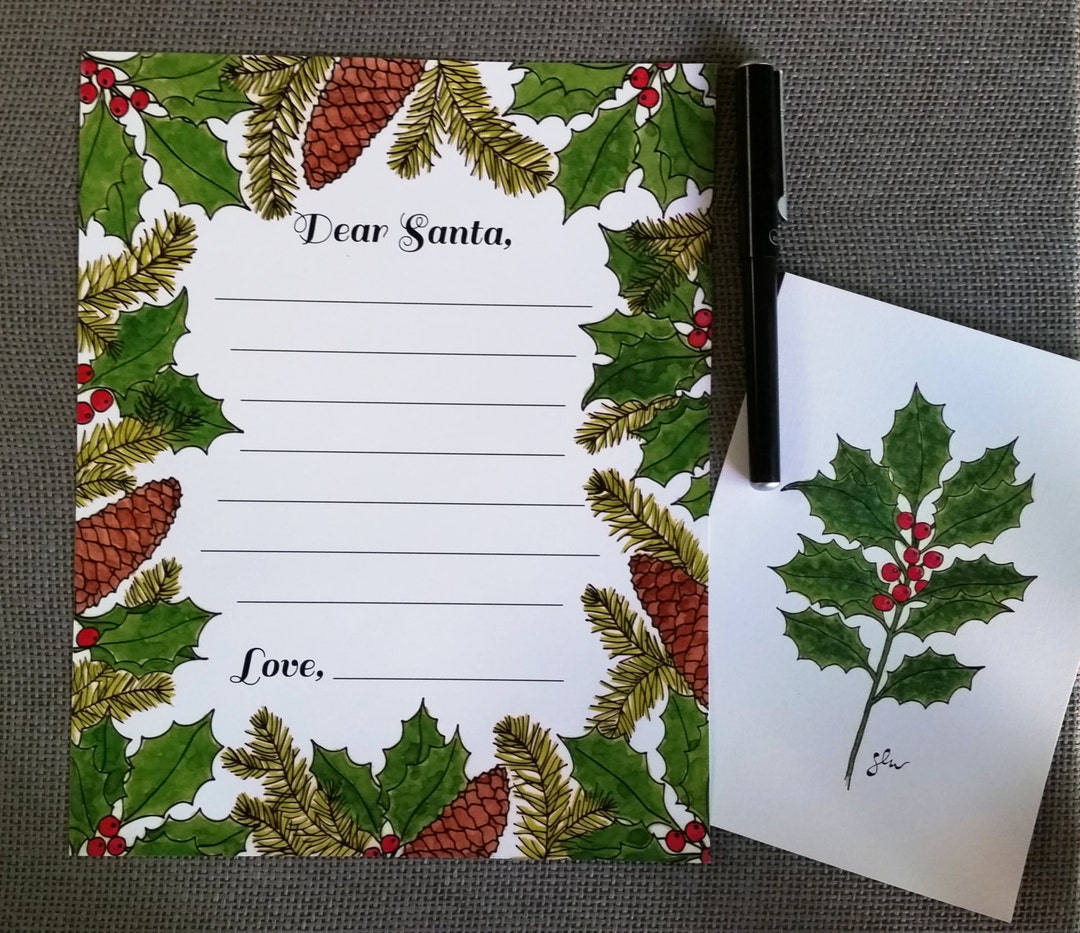 Set of 3, Holly Stationary + Holly Print + Letter to Santa - Digital ...