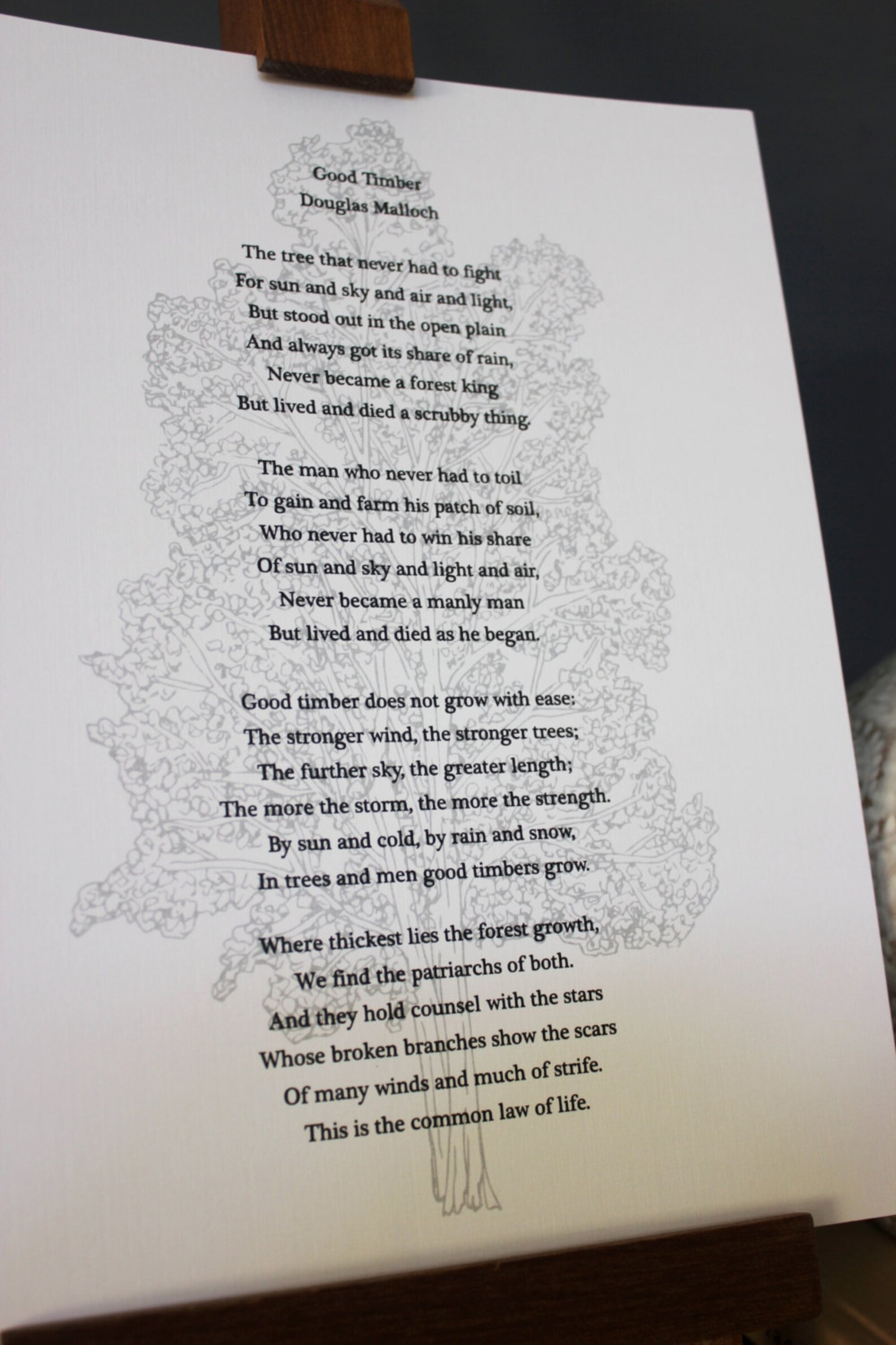 Good Timber Poem With Cedar Tree Line Drawing - PDF Download - Etsy