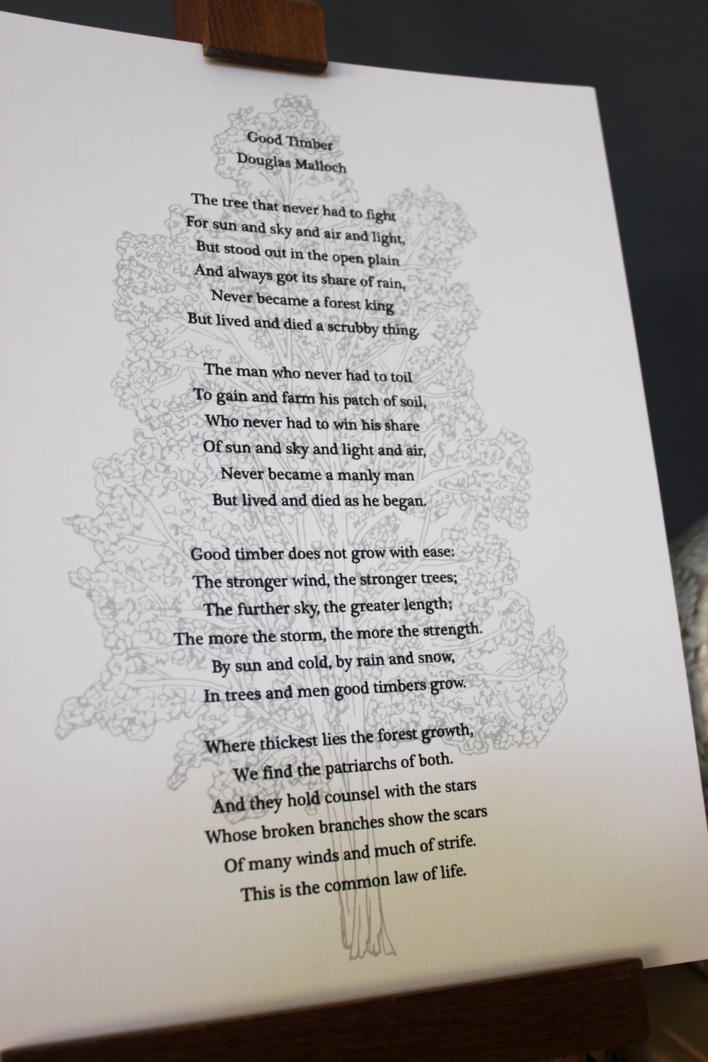 Good Timber Poem With Cedar Tree Line Drawing - PDF Download - Etsy