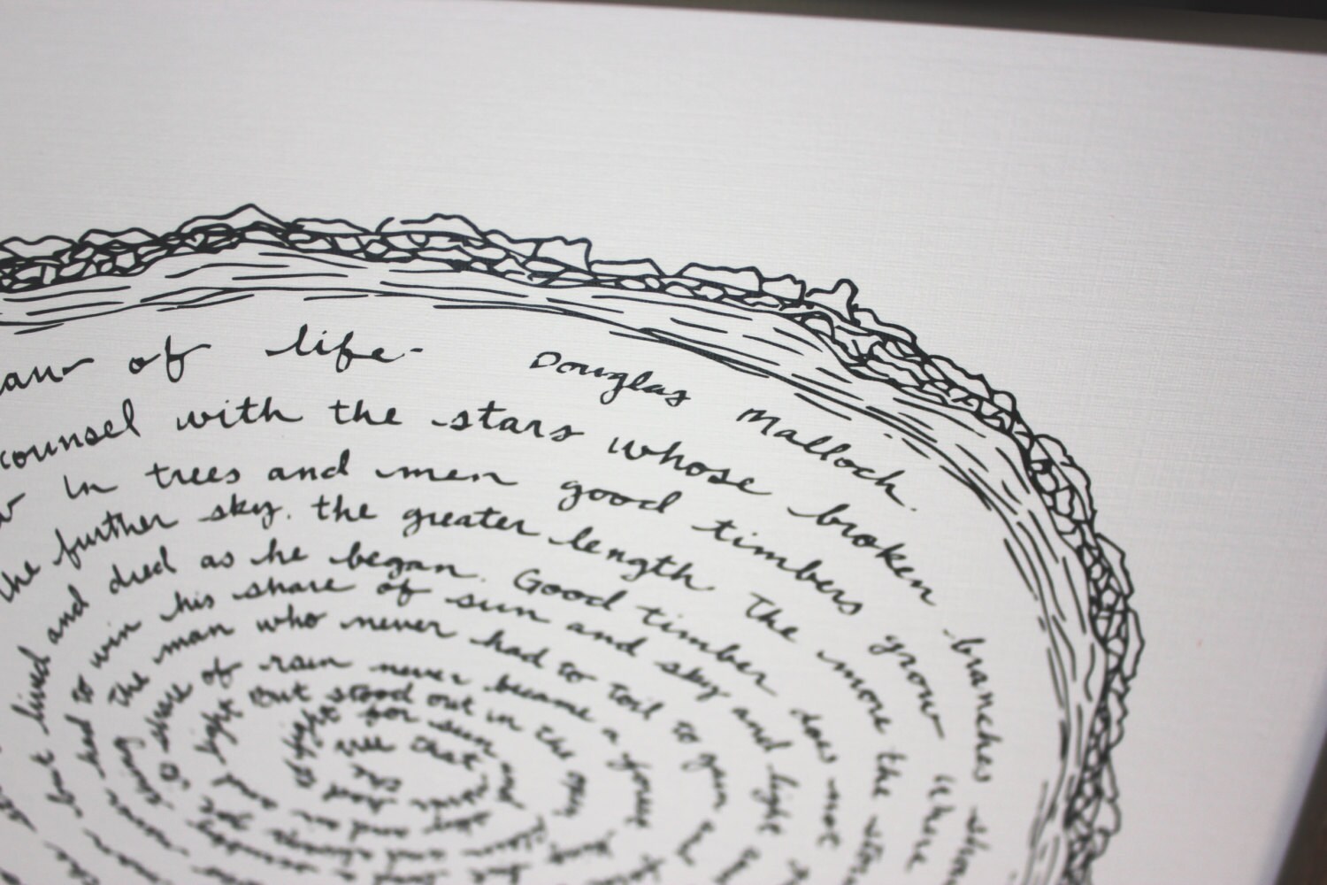 Good Timber Poem Written in Calligraphy in Wood Slice Line Drawing ...
