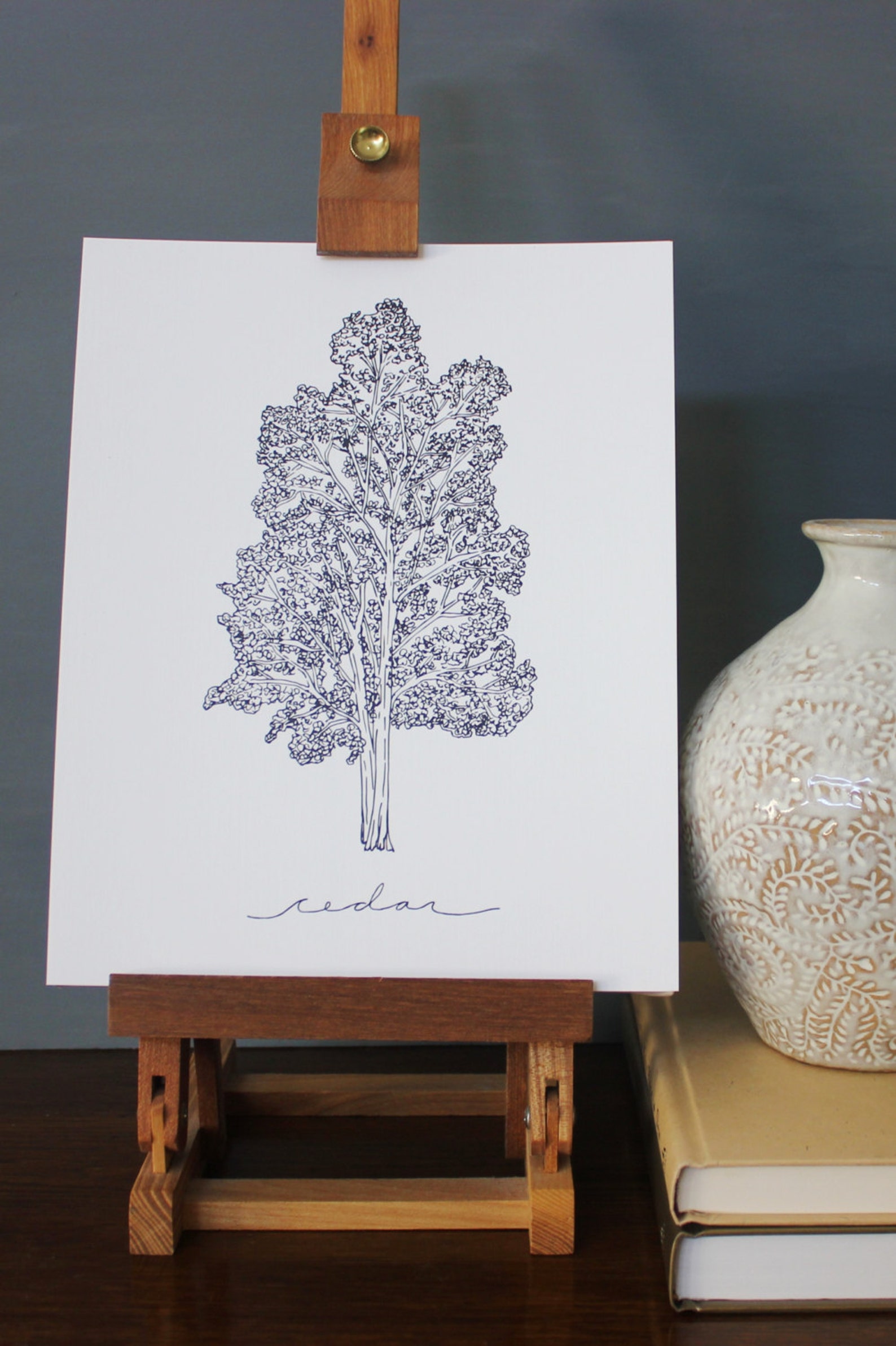 Cedar Tree Line Drawing Reproduction From Original Ink - Etsy
