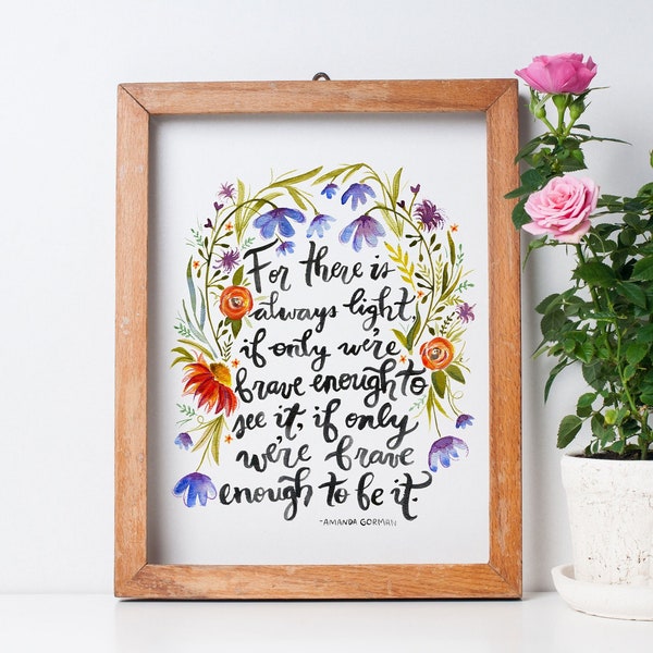 PHYSICAL CUSTOM PRINT Brush Lettering Print, Hand Lettered Watercolor ...