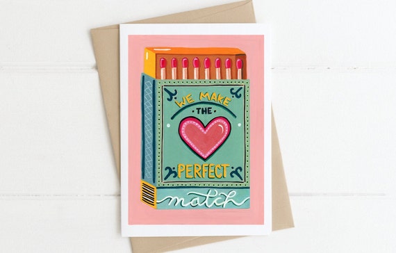 We Make the Perfect Match Hand Painting Handmade Greeting Card - Etsy