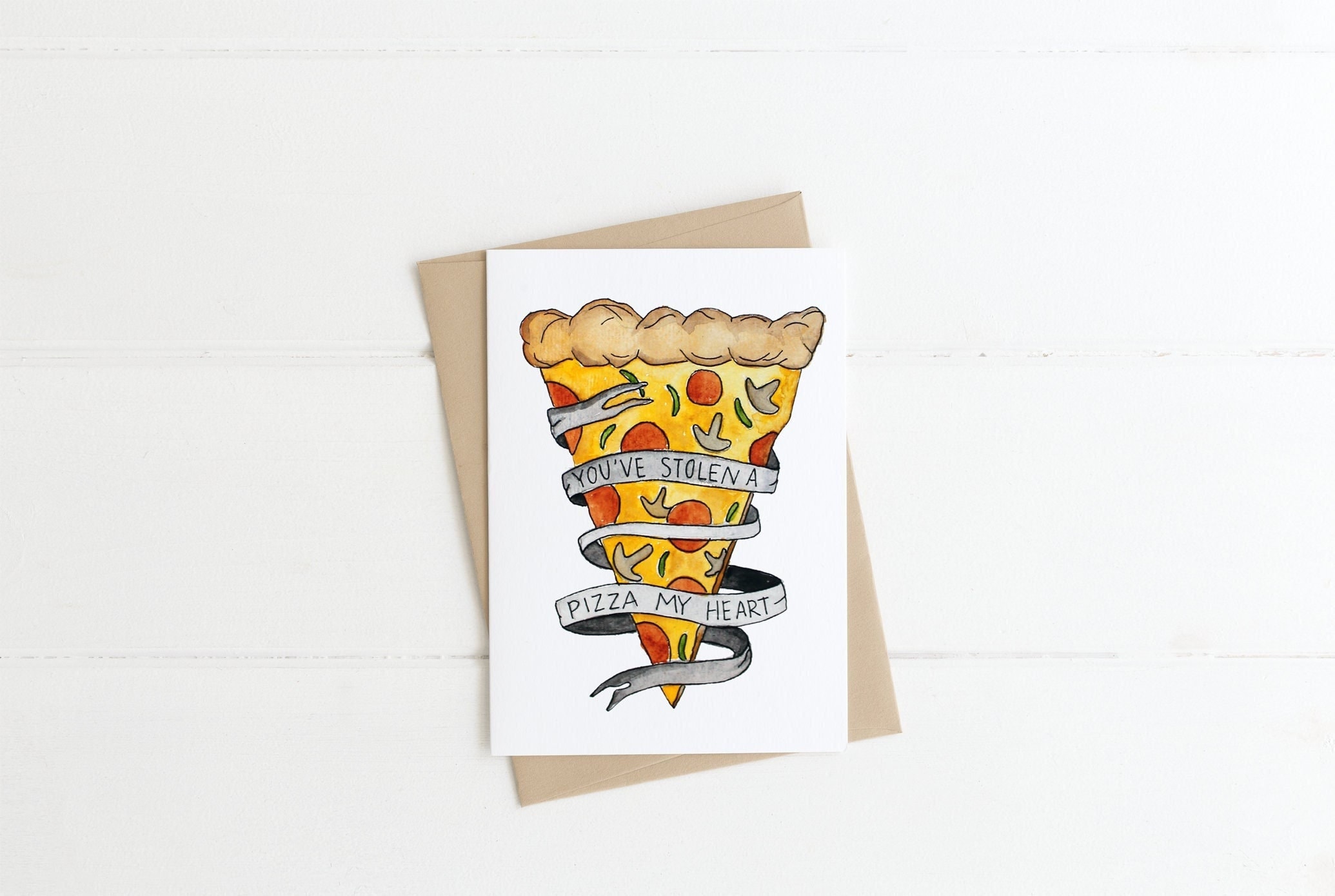 You've Stole A Pizza My Heart Cute Pun Handmade Watercolor | Etsy