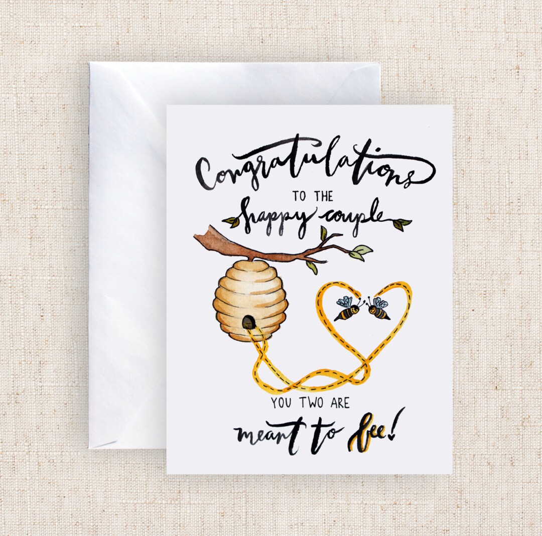 Congratulations to the Happy Couple Meant to BEE Greeting Card - Etsy
