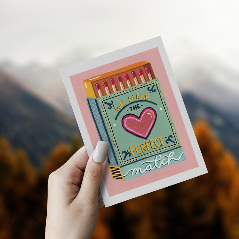 We Make the Perfect Match Hand Painting Handmade Greeting Card - Etsy