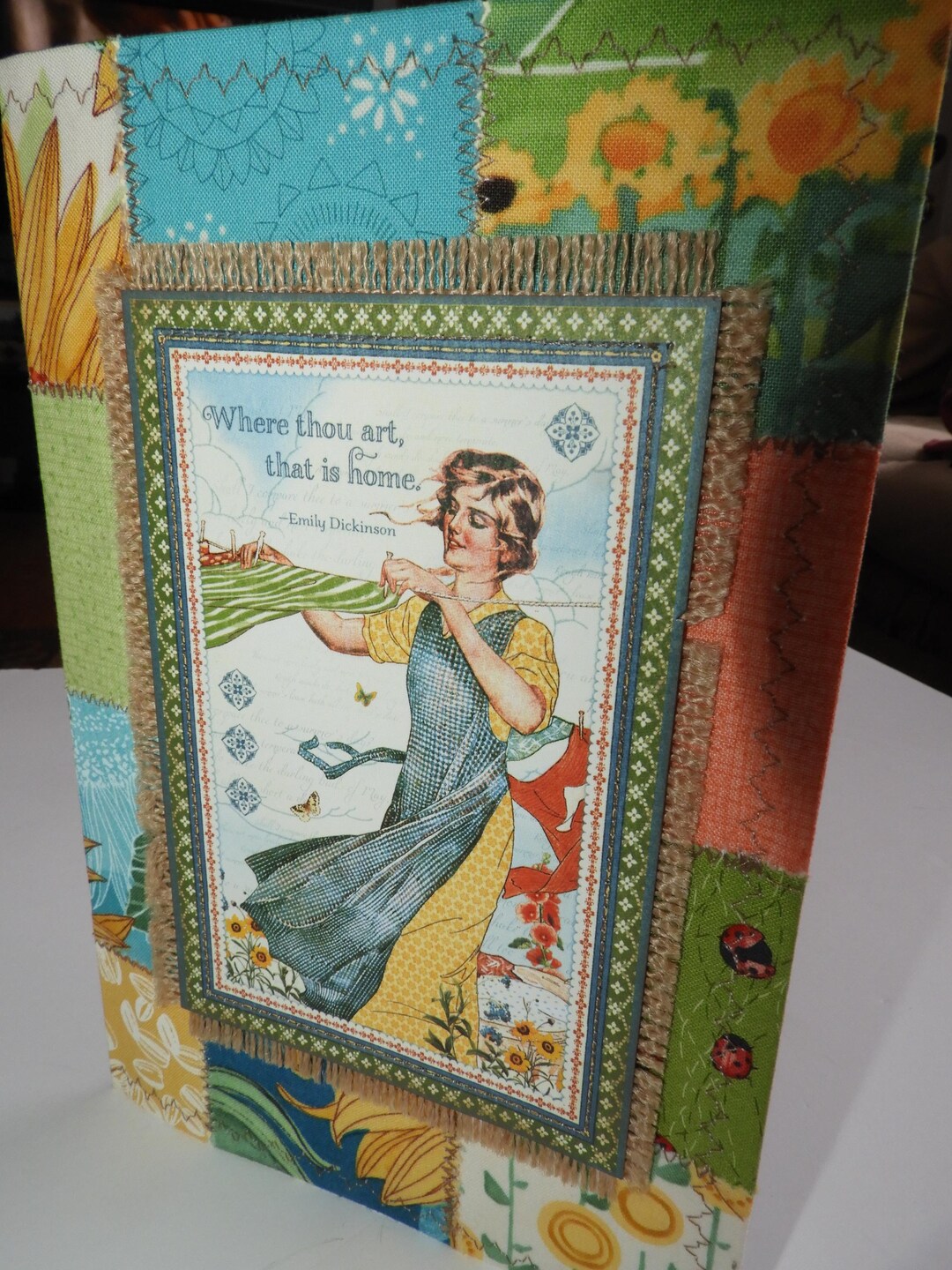 Farm Home Garden Themed Junk Journal Cover Handmade Fabric Sunflower ...