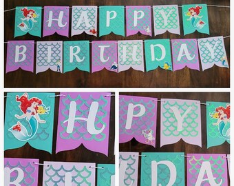 The Little Mermaid Birthday Banner/ Ariel Banner - Etsy