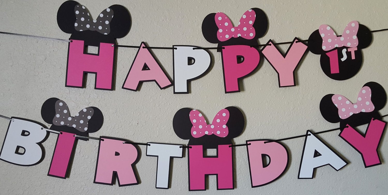 Minnie Mouse Birthday Banner Minnie Mouse Party Minnie Mouse - Etsy