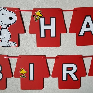 Snoopy "happy Birthday" Banner, Peanuts Party Decor - Etsy