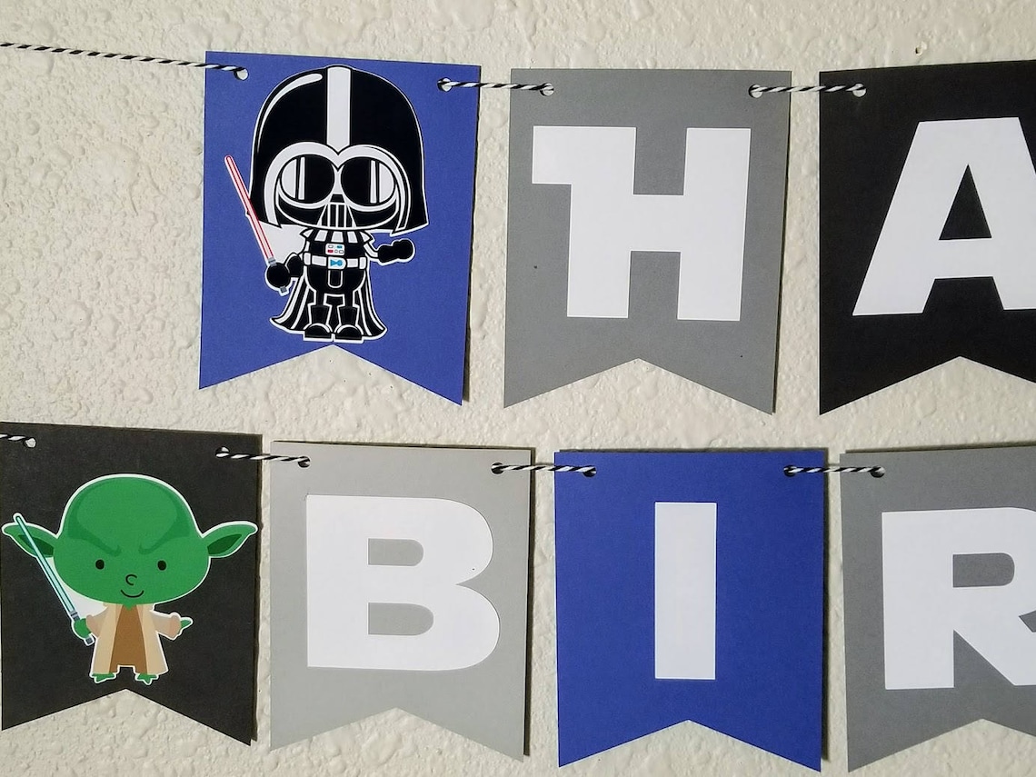 Star Wars Birthday Banner Star Wars Jedi Star Wars Party | Etsy