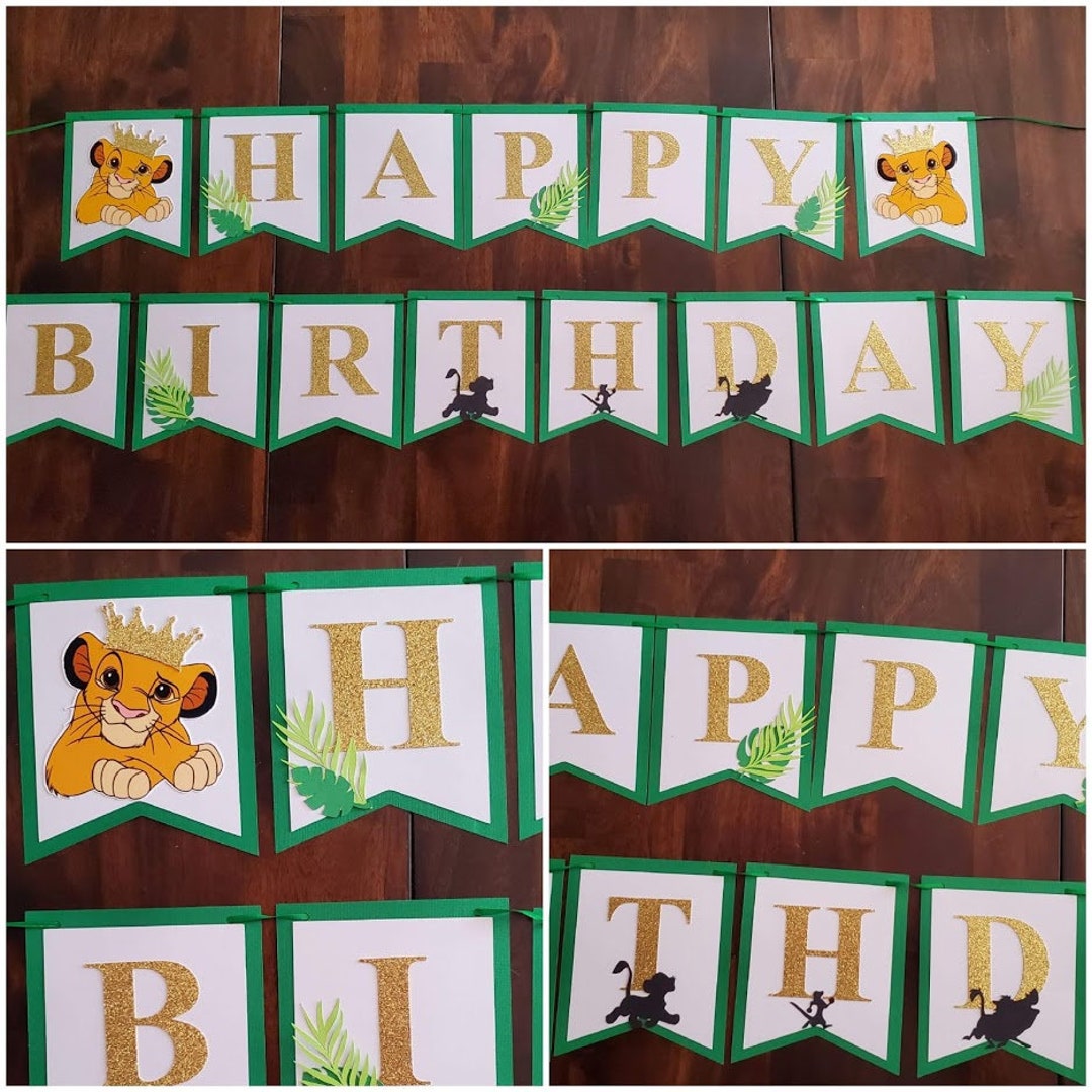 Lion King Happy Birthday Banner, Simba Birthday Banner, Lion King Party ...