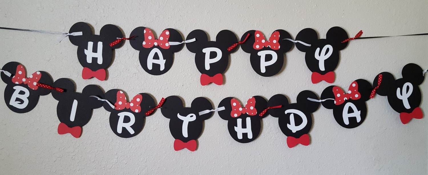 Mickey and Minnie Mouse Photo Banner, Birthday Party Decor - Etsy