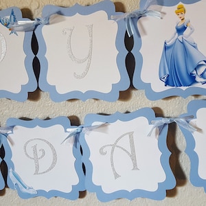 Cinderella Happy Birthday Banner, Disney Princess, Princesses, Princess ...