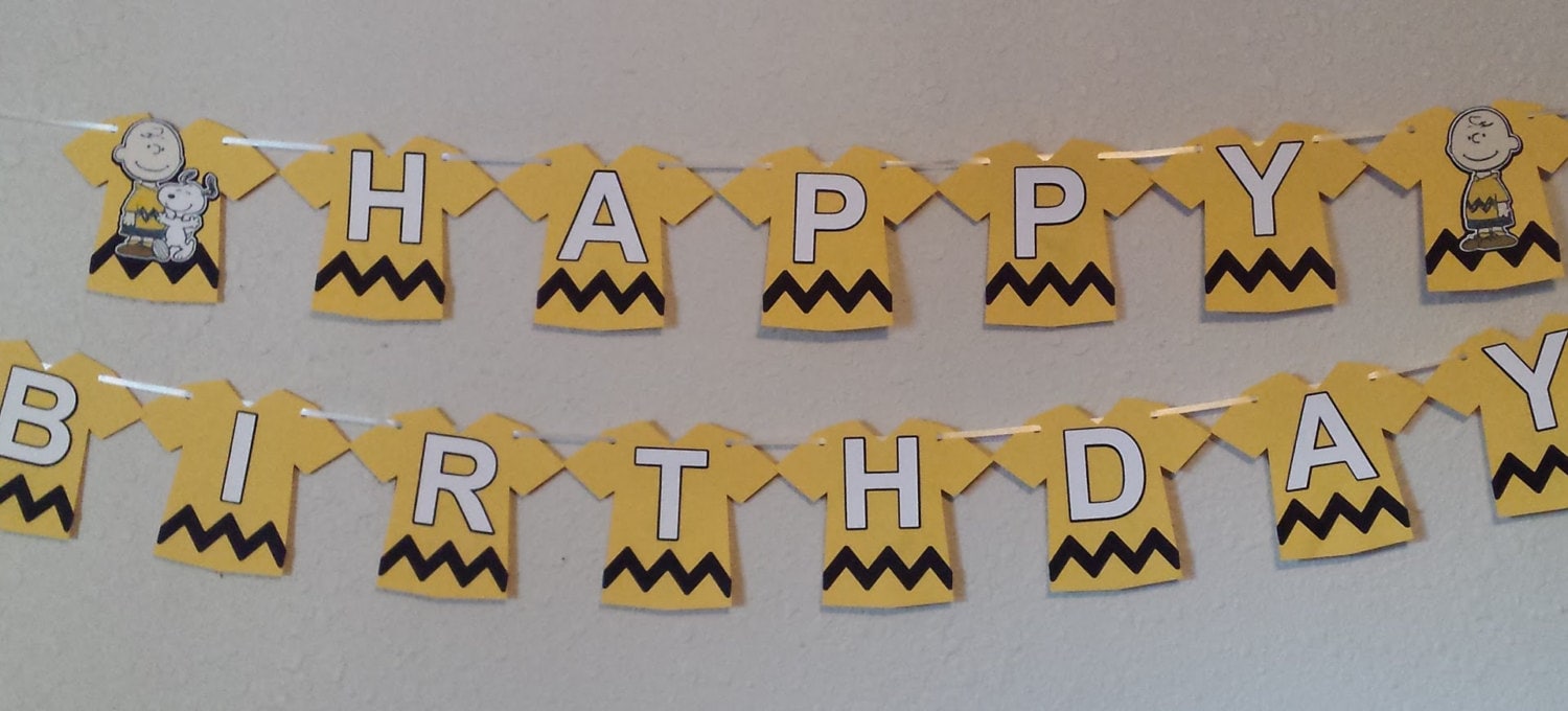 Charlie Brown Birthday Banner Peanuts Birthday Banner - Etsy Canada