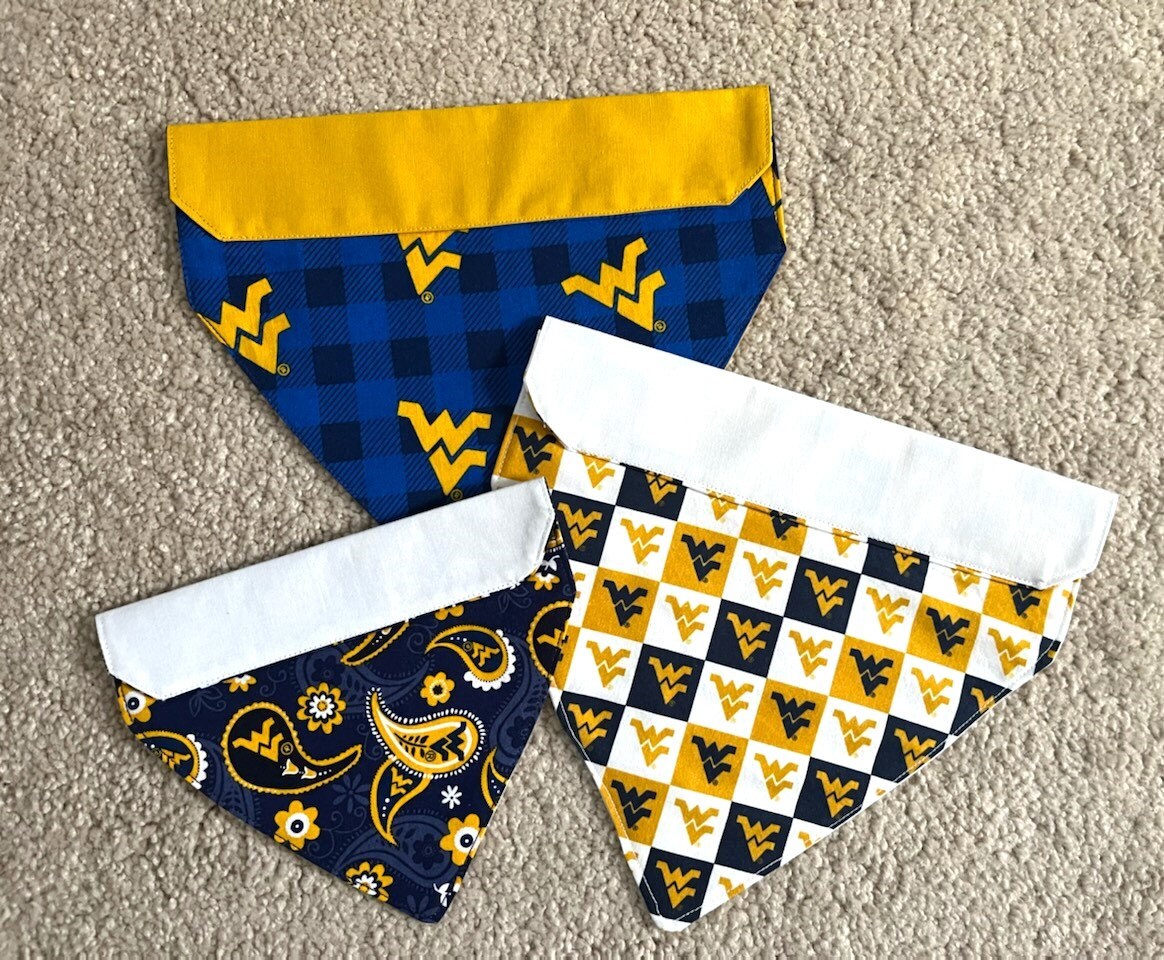 Choose From 5 WV Fabrics-dog-cat Bandana-wvu College - Etsy