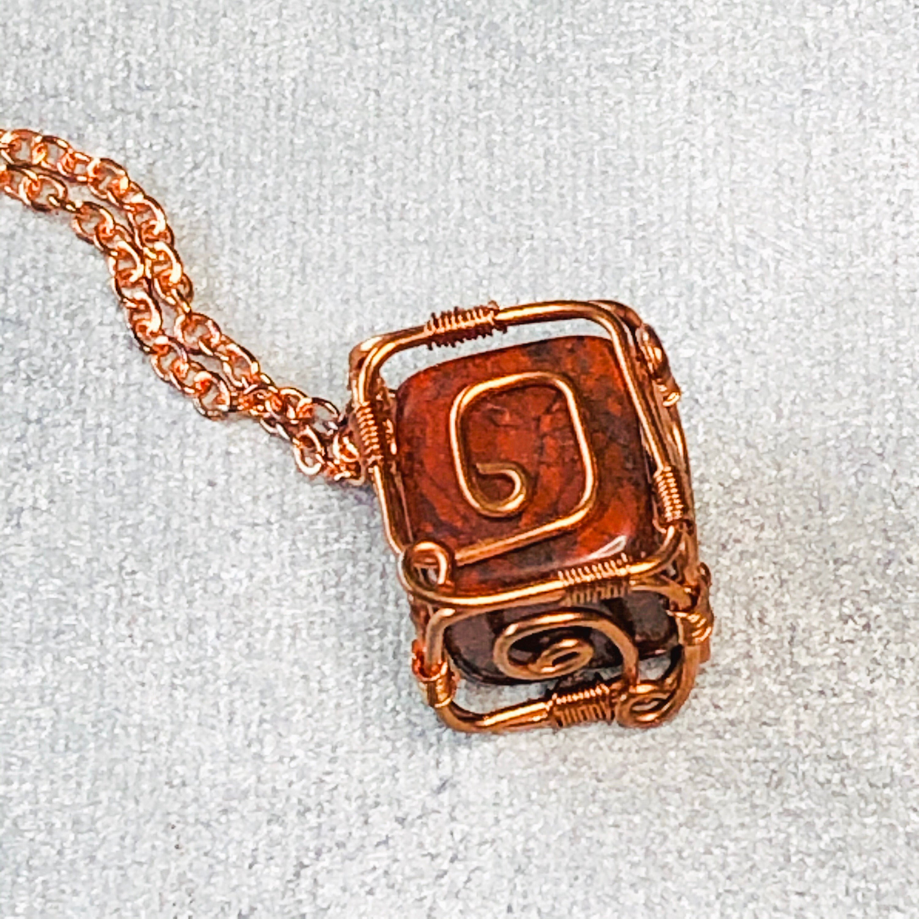 Red Jasper Necklace, Copper Wire Wrapped Pendant, 21st Birthday Gift ...