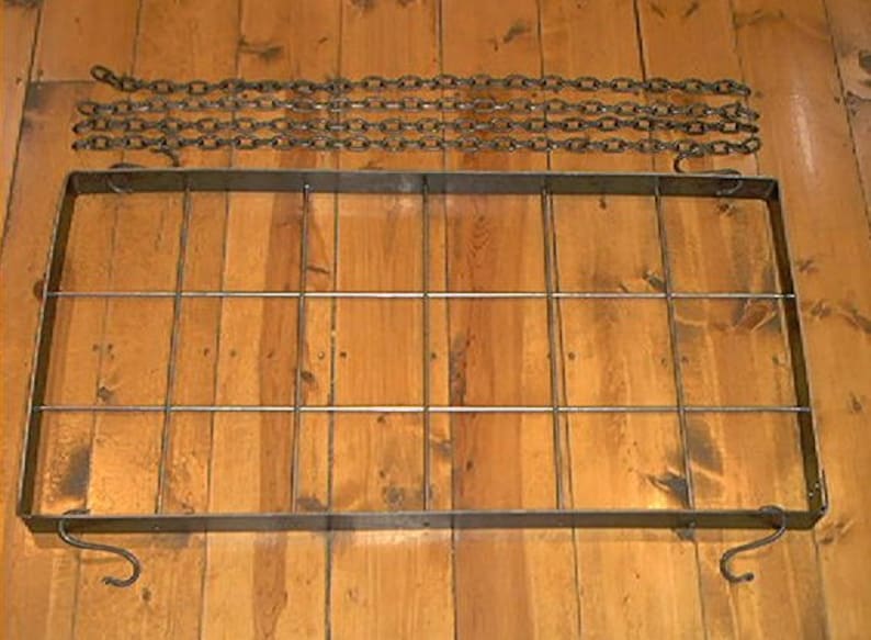 24" X 18" or 36" X 18" Wrought Iron Hand Forged Hanging Pot Rack ...