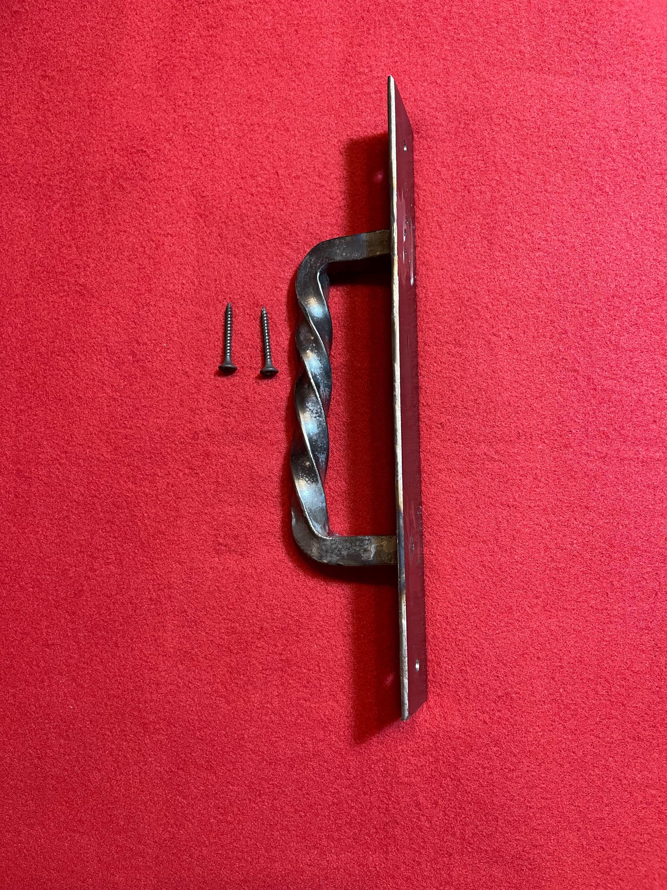 Hand-forged Iron Door Pull Handle With Twist and Back Plate With ...