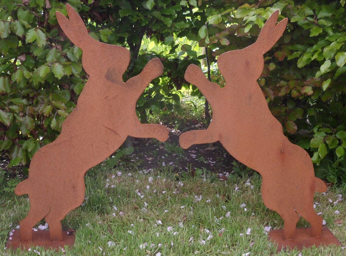 Metal Boxing Hares Garden Sculpture / Ornament Country Home | Etsy