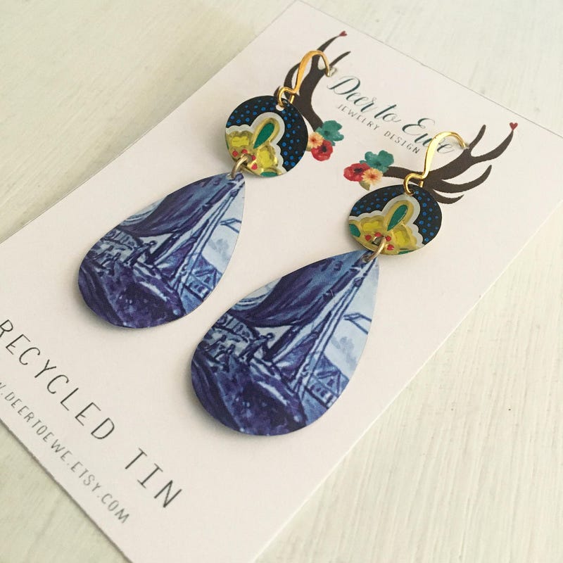 Vintage Sailboat Earrings - Etsy