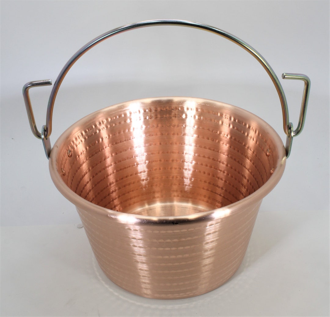 Handcrafted Copper Cauldron/pot With Polished Iron Handle, Diameter 32 ...
