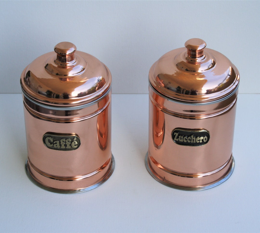 Copper Jar/container for Coffee and Sugar. Brown Label. - Etsy