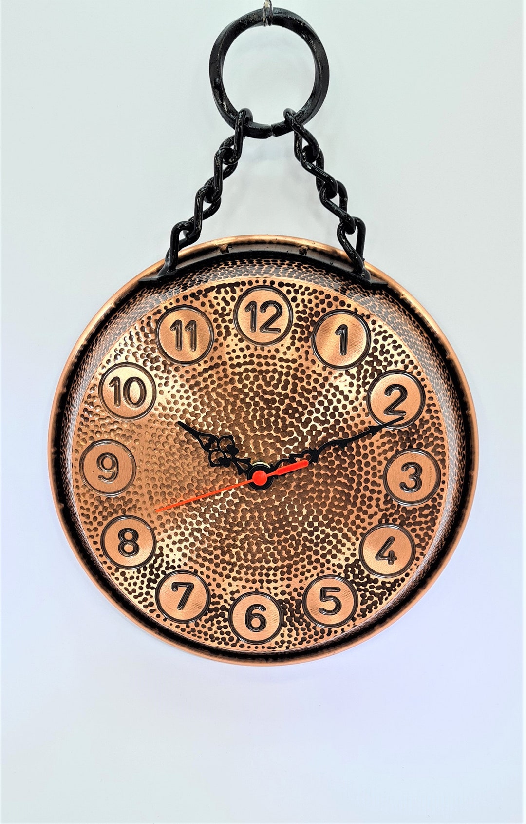 Copper Clock With Chain/ Wall Clock / Copper Wall Clock / Wall Decor - Etsy