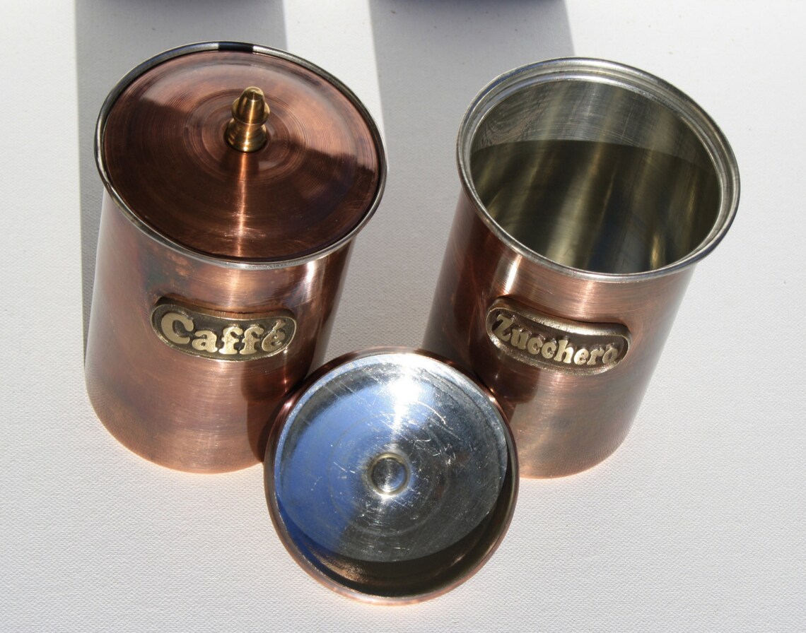 Copper Jars for Coffee and Sugar. Cylindrical Version in - Etsy Sweden