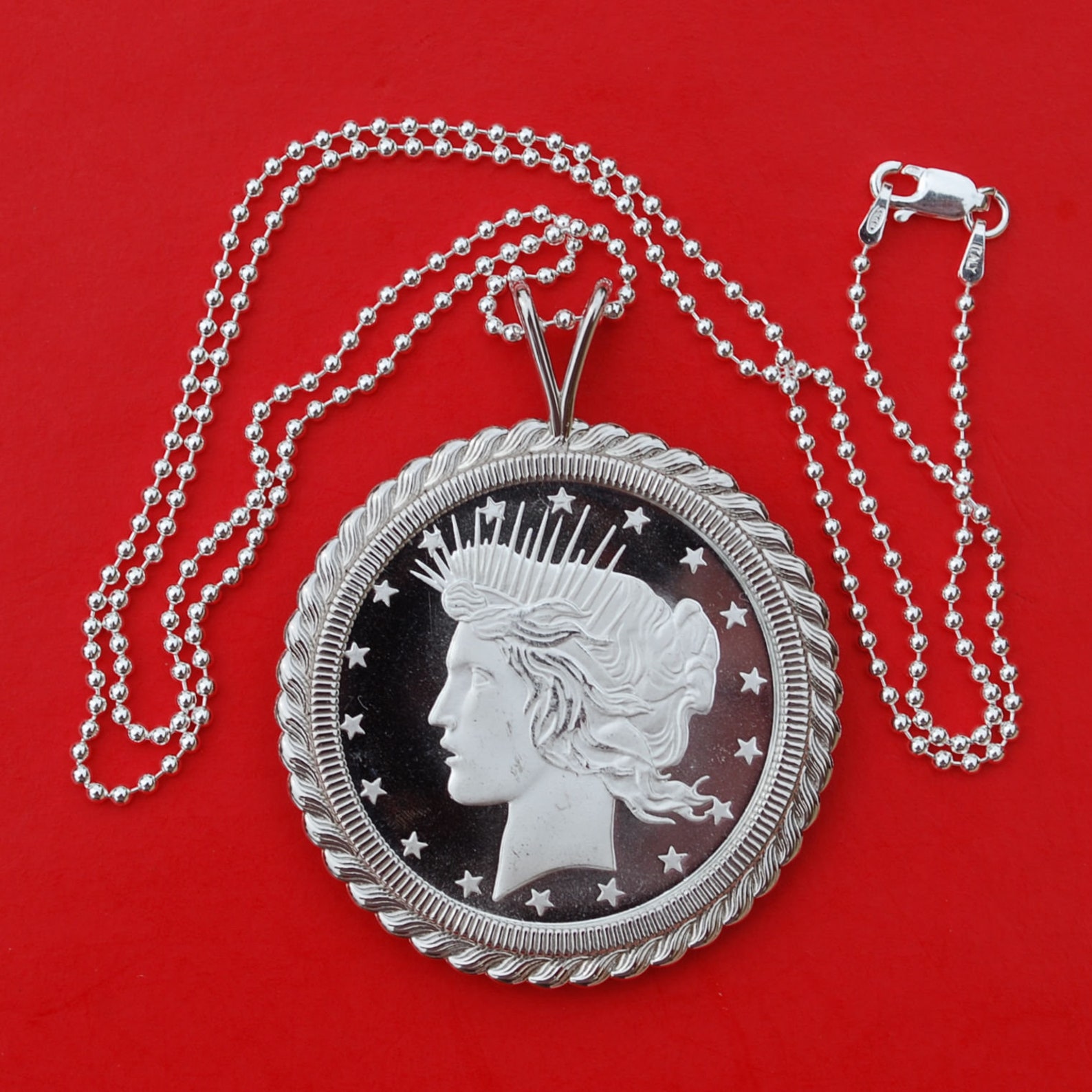 Peace Silver Dollar Design 1 Oz .999 Silver Round Solid 925 Sterling ...