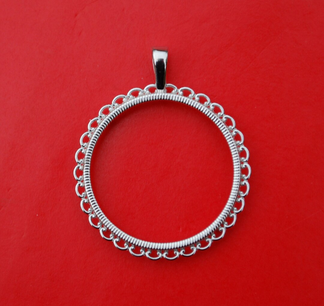 Solid 925 Sterling Silver Coin Bezel Mount Frame Settings to Fit 26mm ...