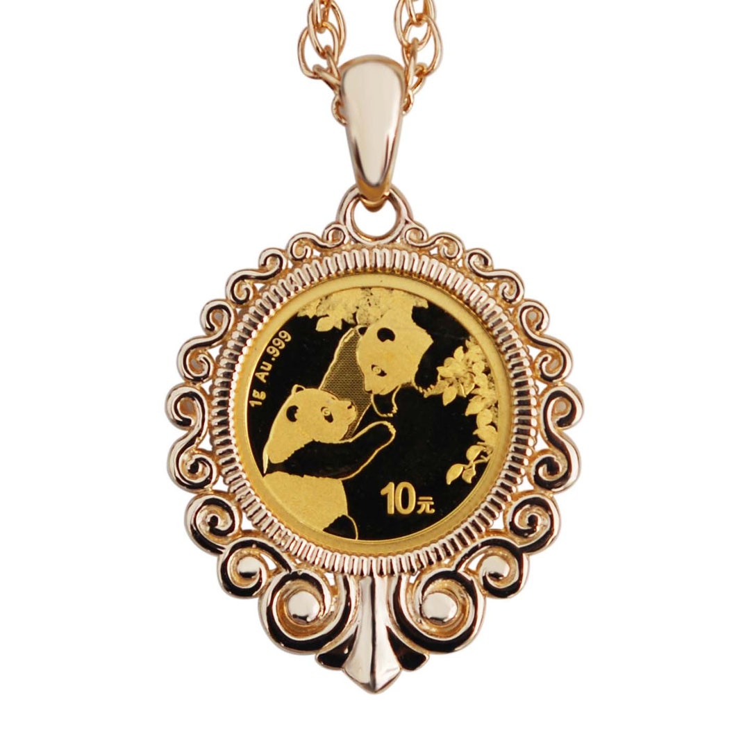 2023 Chinese 10 Yuan Panda 1 Gram .999 Fine Gold Coin Necklace - 14K ...