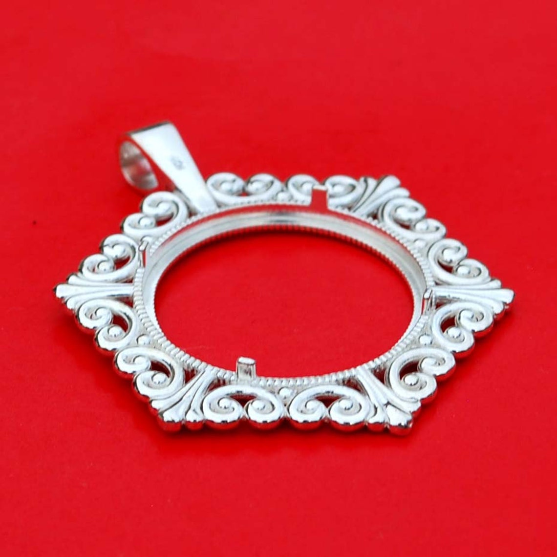 Solid 925 Sterling Silver Coin Bezel Mount Frame Settings Fit | Etsy
