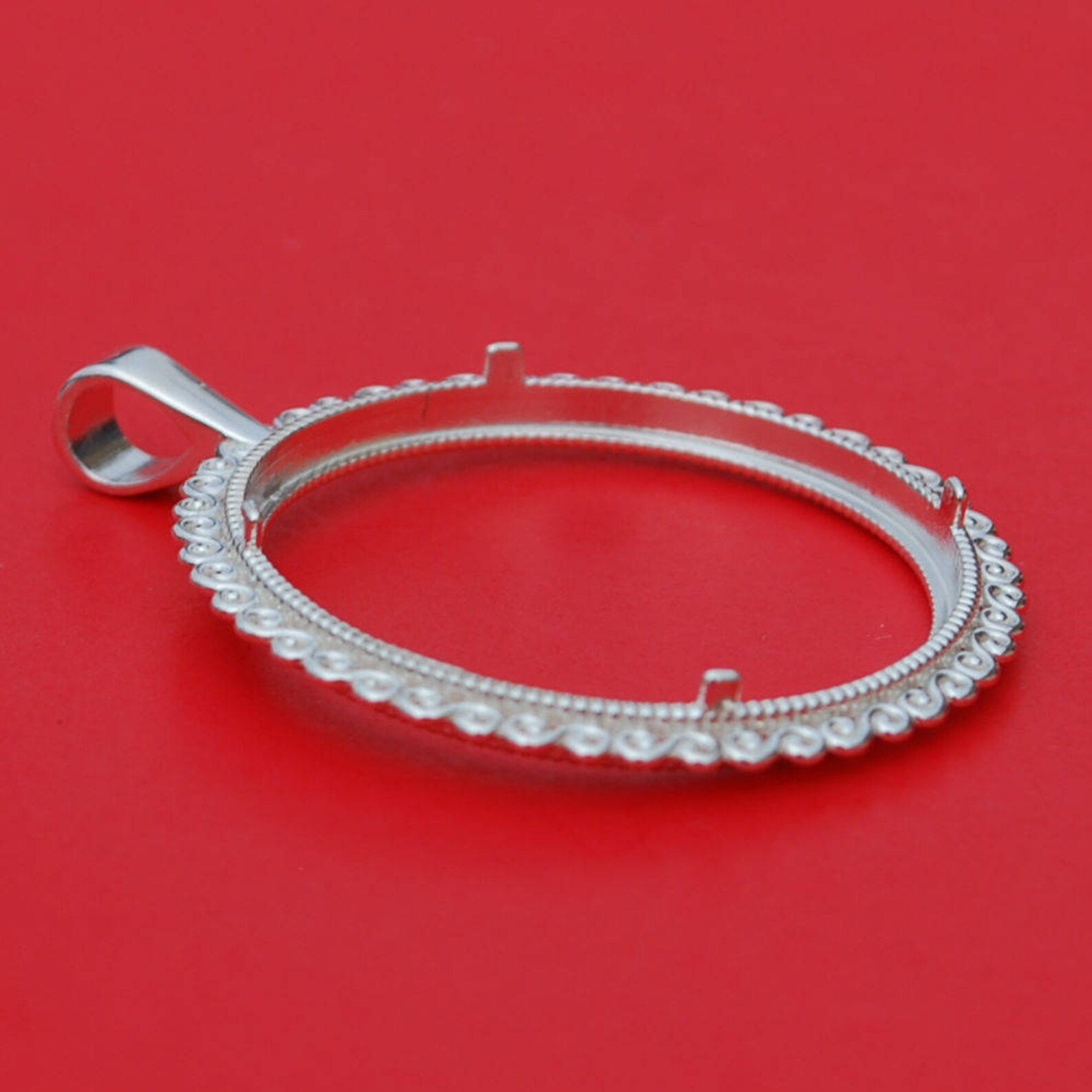 Solid 925 Sterling Silver Coin Bezel Mount Frame Settings Fit | Etsy