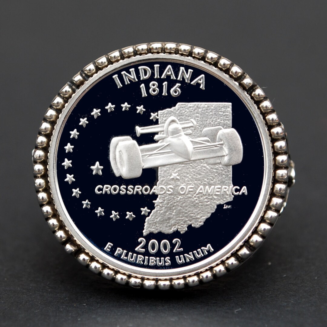 US 2002 Indiana State Quarter 90% Silver BU Uncirculated Proof Coin 925 ...