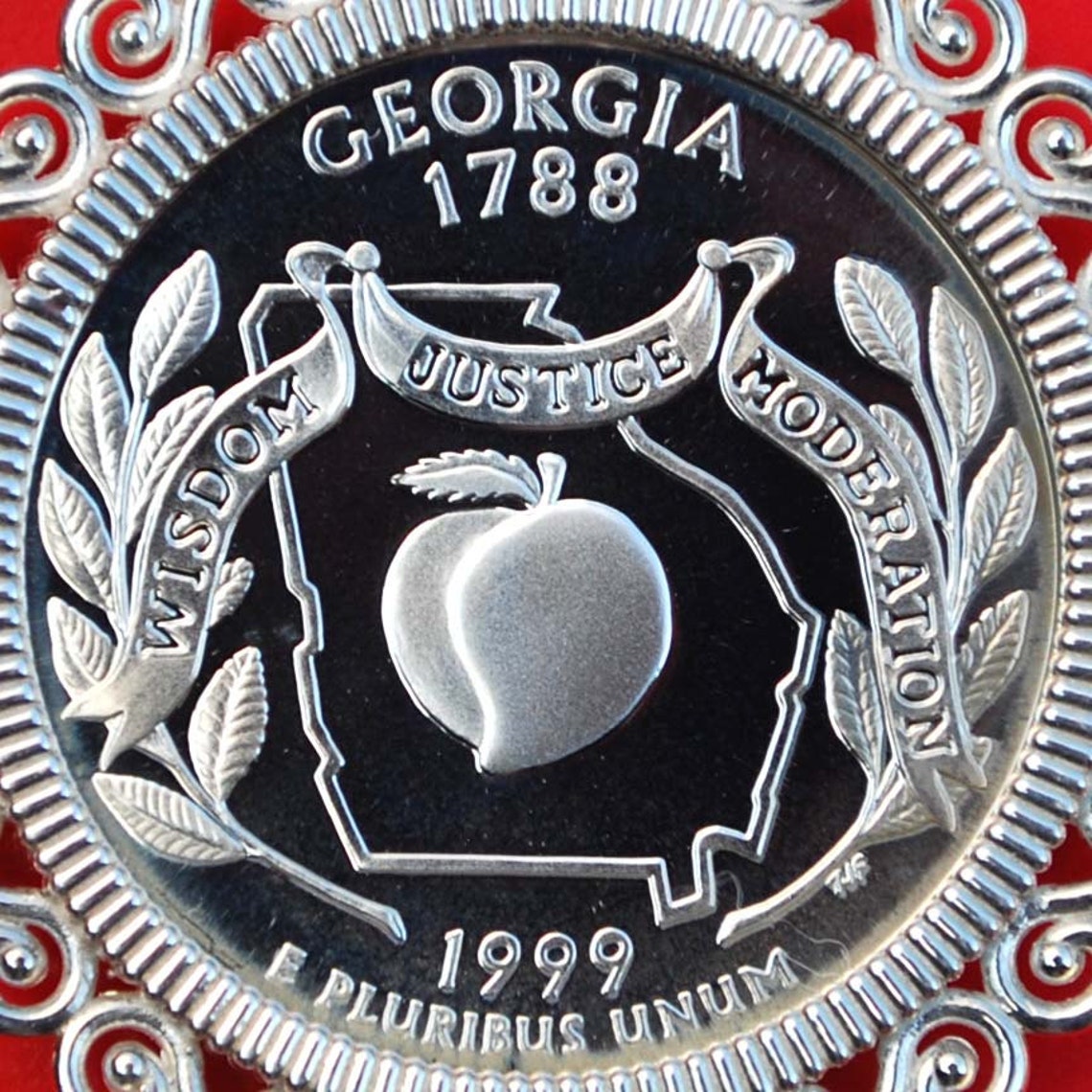 US 1999 Georgia State Quarter 90% Silver Proof Coin Soild 925 | Etsy
