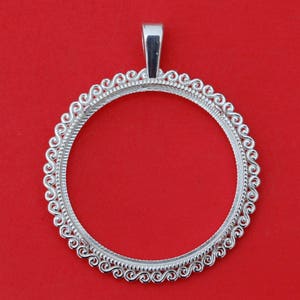 Solid 925 Sterling Silver Coin Bezel Mount Frame Settings Fit 27mm ...