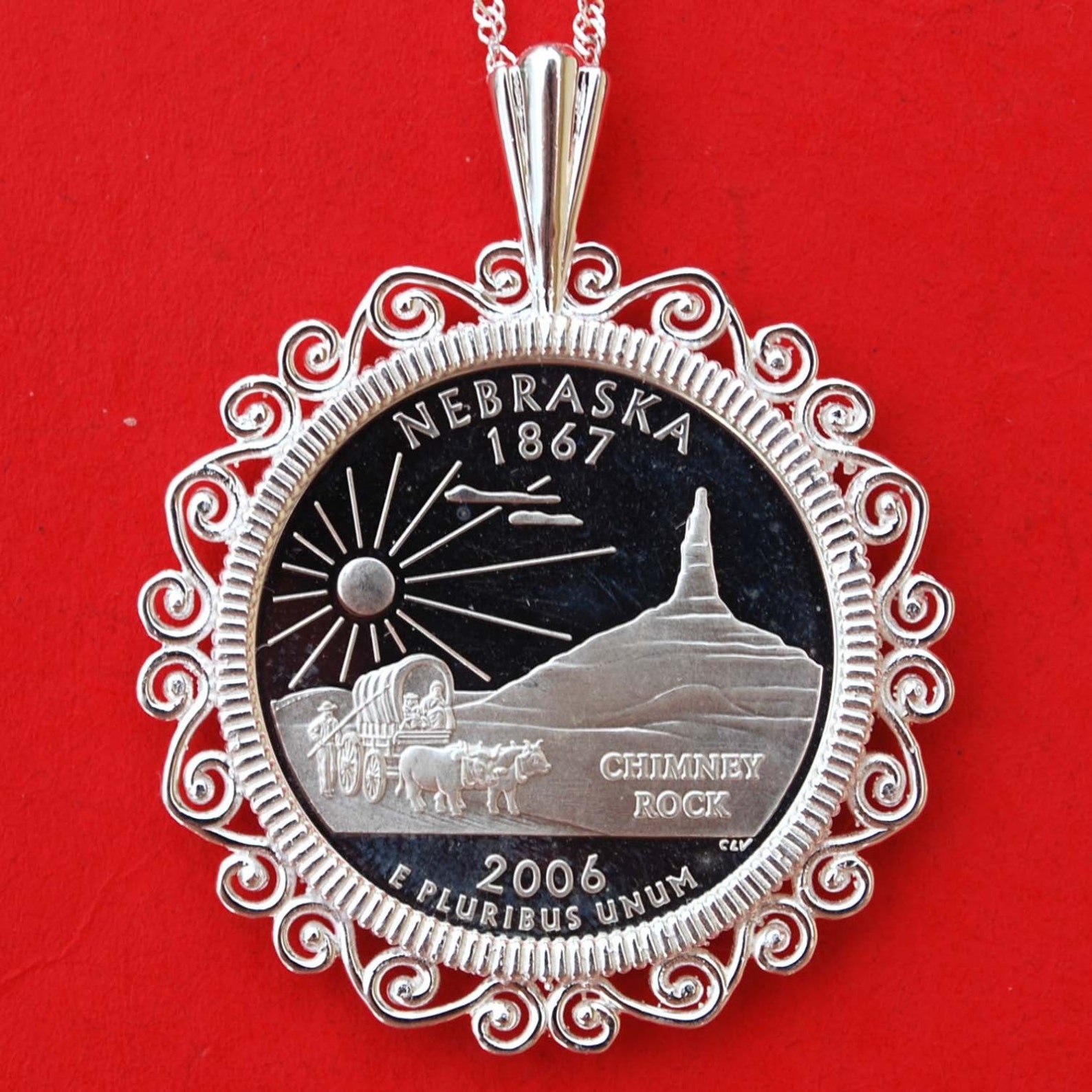 US 2006 Nebraska State Quarter 90% Silver Proof Coin Solid 925 Sterling ...
