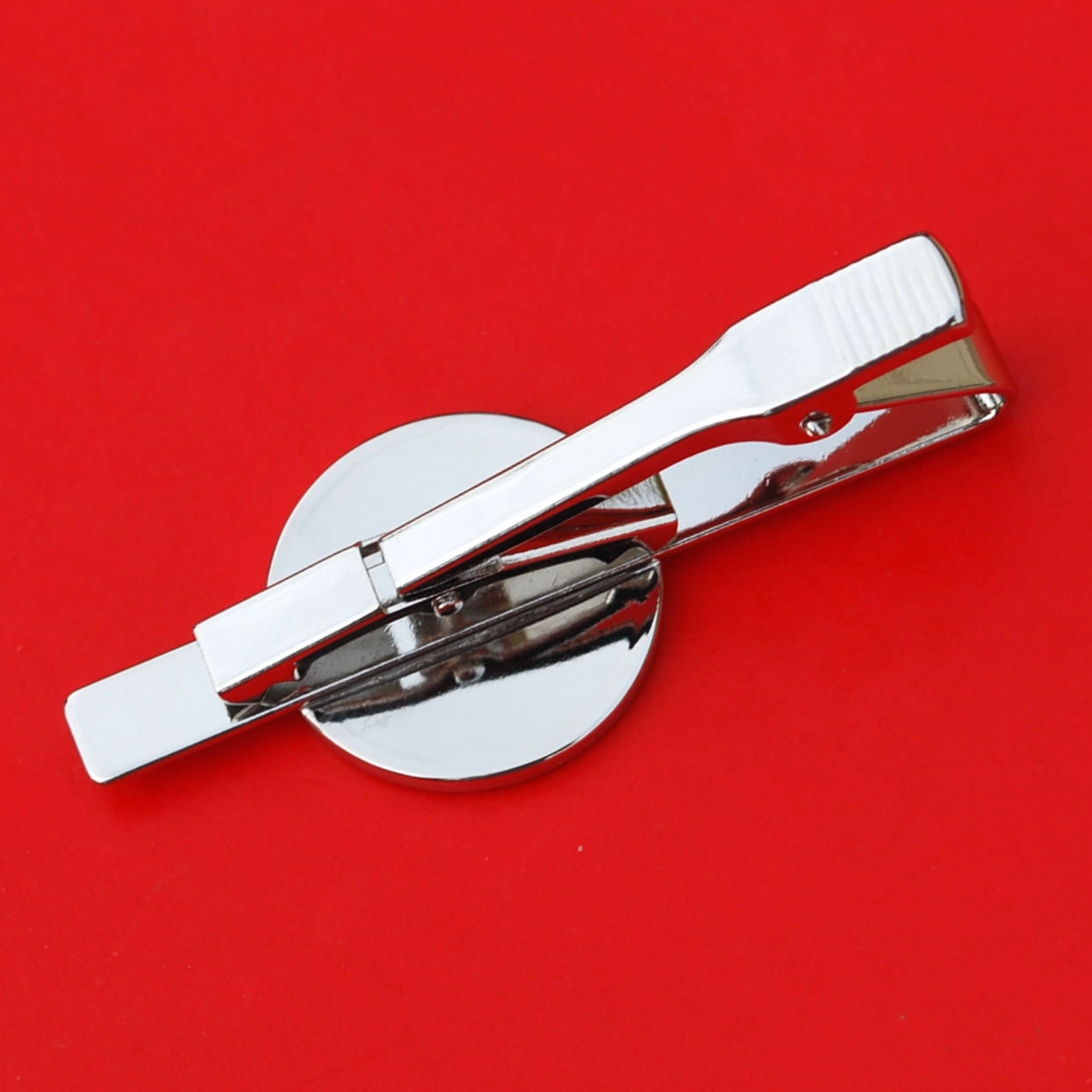 BLANK Silver Plated Tie Clip Clasp Bar Findings W. Coin Bezel to Fit US ...