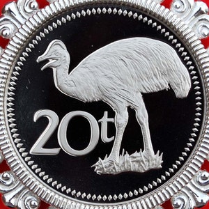 1975 Papua New Guinea 20 Toea Cassowary Bird Gem BU Proof Coin Solid ...