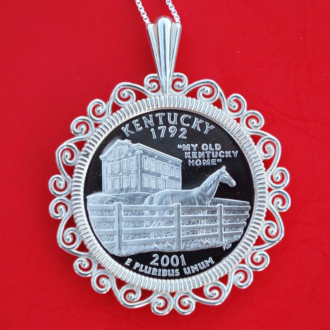US 2001 Kentucky State Quarter 90% Silver Proof Coin Solid 925 Sterling ...