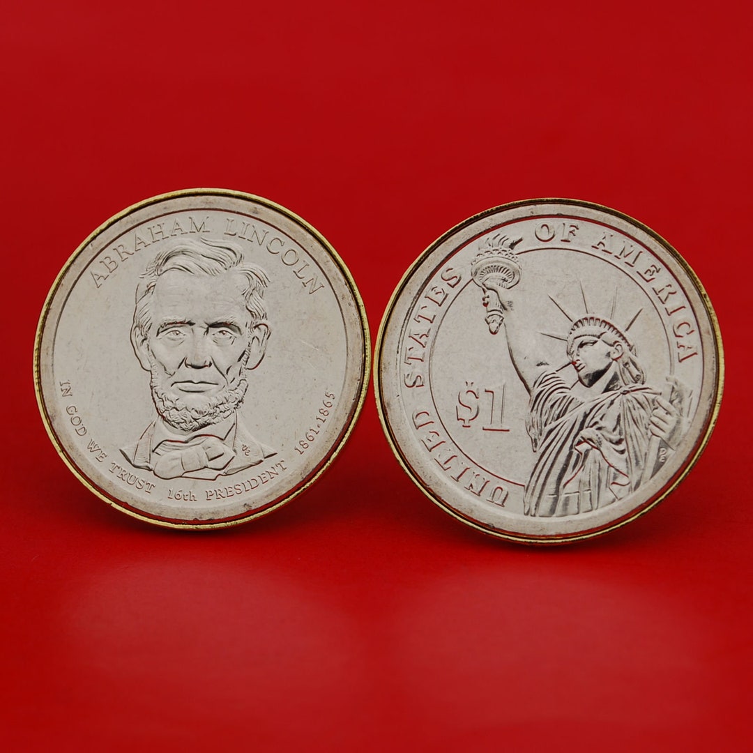 US 2010 Presidential Dollar BU Uncirculated Coin Gold Plated Cufflinks ...