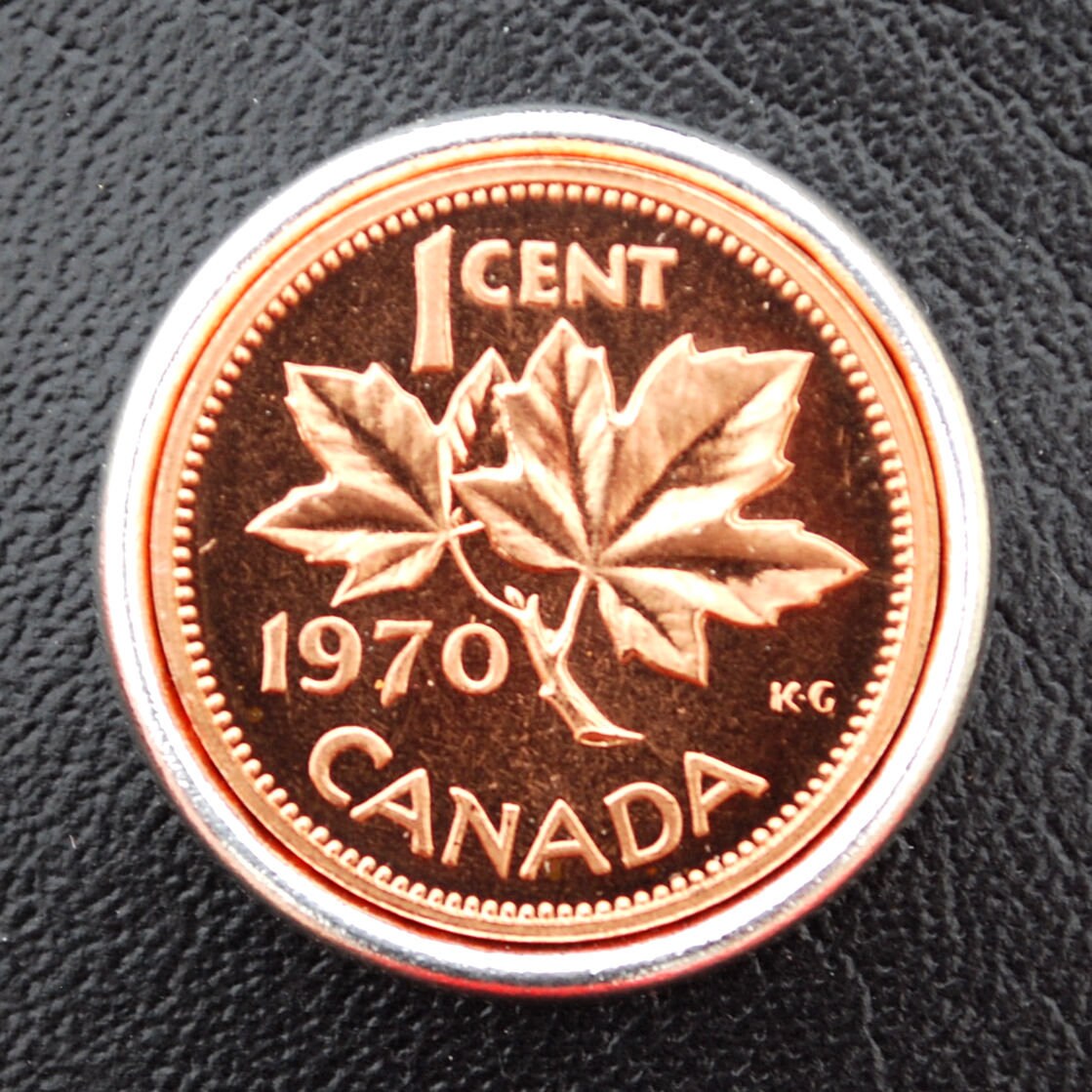 Canada 1970 One Cent Gem BU Uncirculated Coin Leak Proof Black PU ...