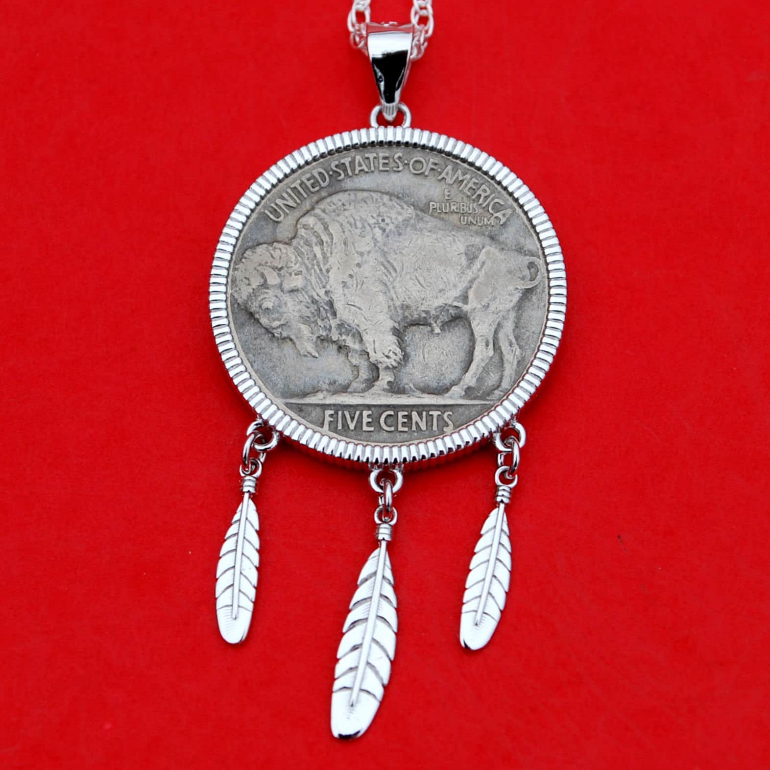 Blank 925 Sterling Silver Three-feather Coin Bezel Mount Frame Settings ...