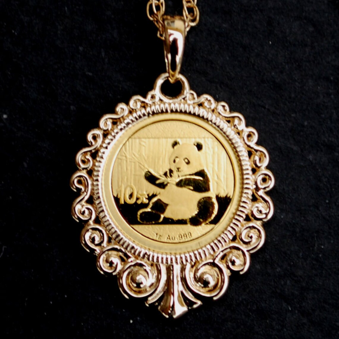 2017 Chinese 10 Yuan Panda 1 Gram .999 Fine Gold Coin Necklace - 14K ...