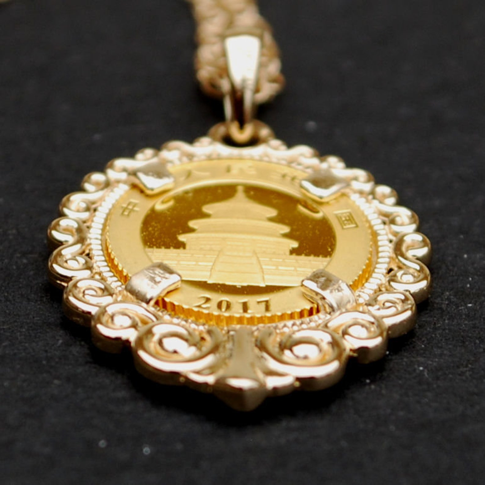 2017 Chinese 10 Yuan Panda 1 Gram .999 Fine Gold Coin Necklace - 14K ...